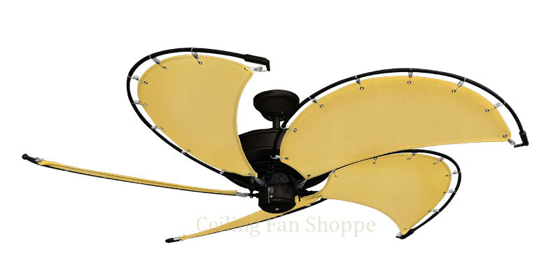 52 inch Raindance Nautical Ceiling Fan - Sunbrella Buttercup Canvas Bl ...