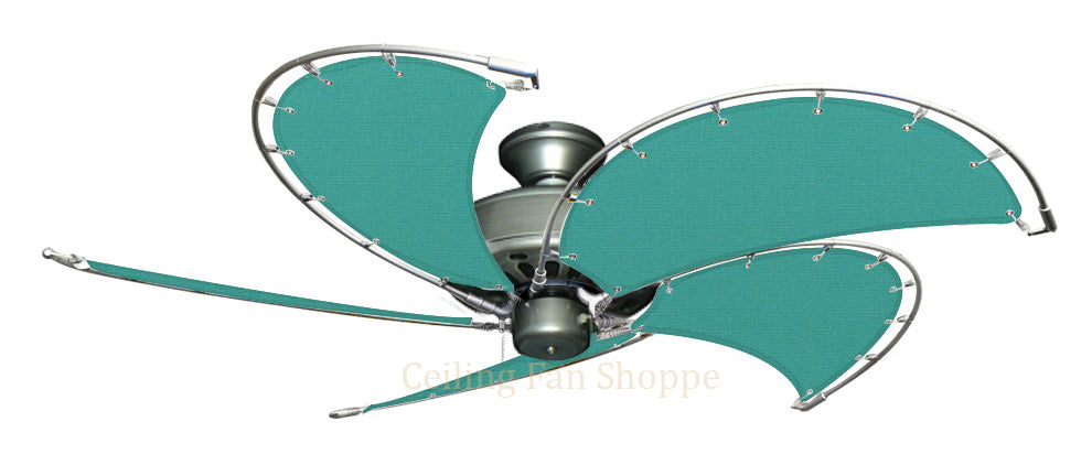 52 inch Nautical Dixie Belle Ceiling Fan - Sunbrella Aquamarine Canvas ...