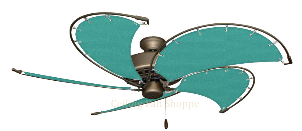 52 inch Nautical Dixie Belle Ceiling Fan - Sunbrella Aquamarine Canvas ...