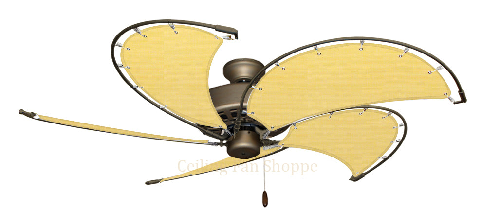 52 inch Nautical Dixie Belle Ceiling Fan - Sunbrella Buttercup Canvas ...