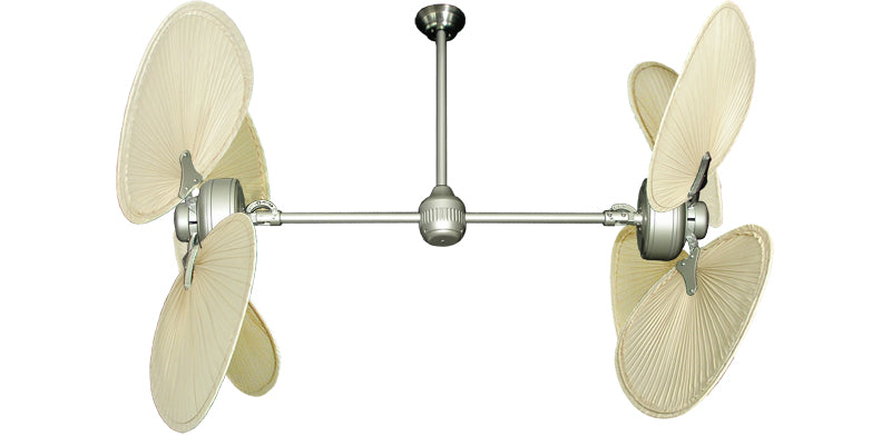 Twin Star III 54″ Dual Ceiling Fan – Natural Palm Blades, Brushed ...